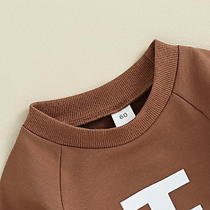 DuAnyozu Newborn Baby Boy Girl Football Outfit Long Sleeve Romper Jumpsuit Infant Game Day Outfit Fall Winter Clothes (coffee-color, 3-6 Months)