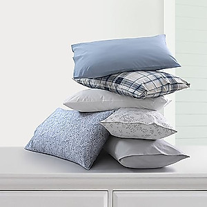 Tribeca Living Cotton Percale Full Size Bed Sheet Set, 300 Thread Count, Extra Deep Pockets, Soft Grey