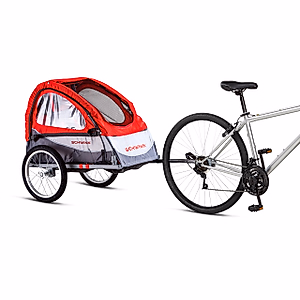 Schwinn Trailblazer Plus Single Child Bike Trailer, for 1 Child Only Up to 40 lbs., Additional 12 lbs. of Convenient Storage Capacity, Canopy, 16-Inch Air-Filled Tires, Red