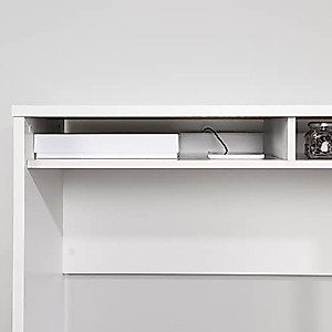 Interface Desk – Sleek Metal Finish – Open Storage for Laptop and Tablet – Pure White - by South Shore
