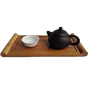 Arlai Serving Trays (10.63 x 5.12x0.39 inch/LxWxH) Tasteful Small Bamboo Gongfu Tea Table Serving Tray 27x13x1cm