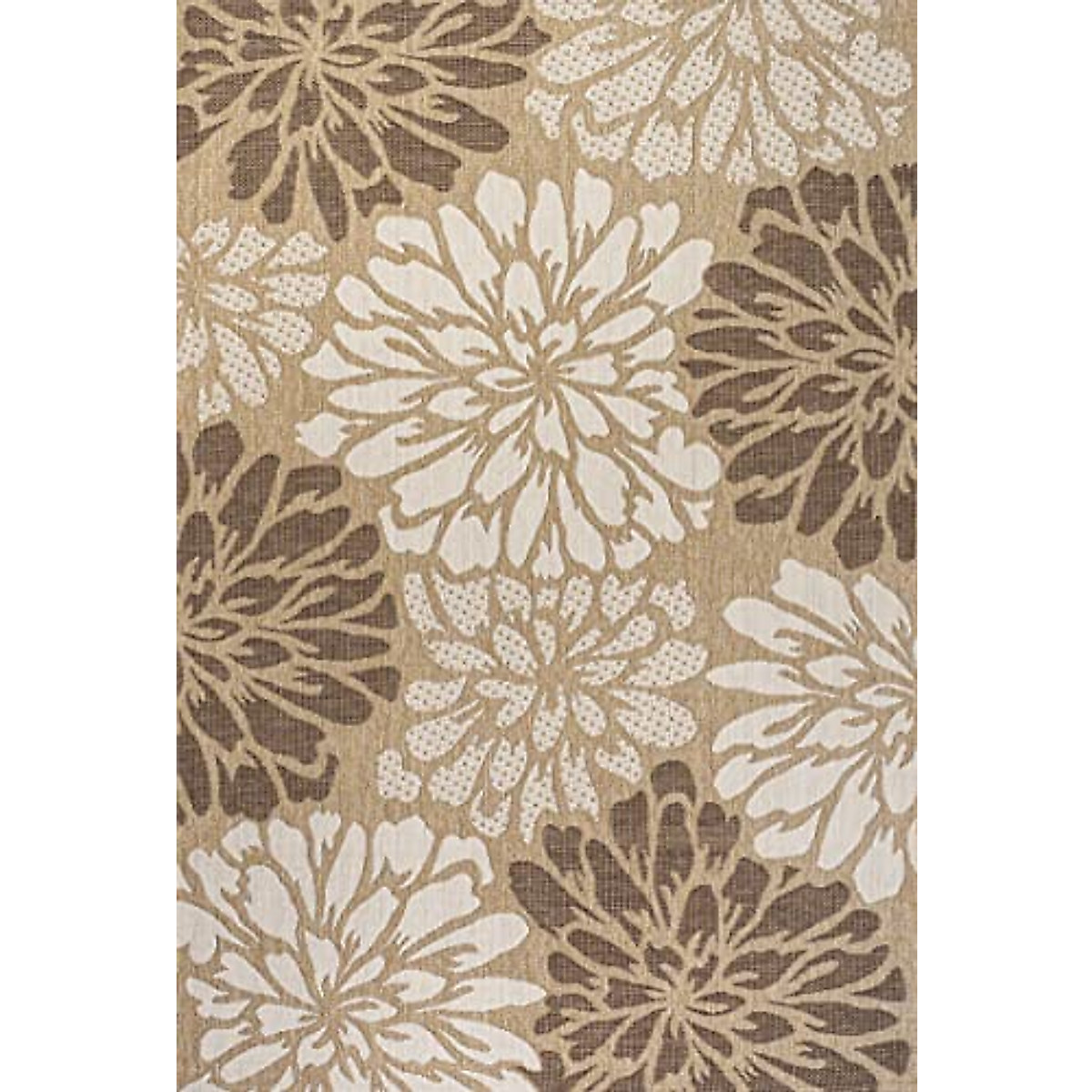 JONATHAN Y SMB110I-3 Zinnia Modern Floral Textured Weave Indoor Outdoor Area-Rug, Bohemian Coastal Mediterranean Easy-Cleaning,Bedroom,Kitchen,Backyard,Patio,Non Shedding, 3 X 5, Brown/Cream