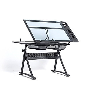 VejiA Painting Table American Children Adult Liftable Glass Drawing Table Art Work Table Drafting Tables for Art