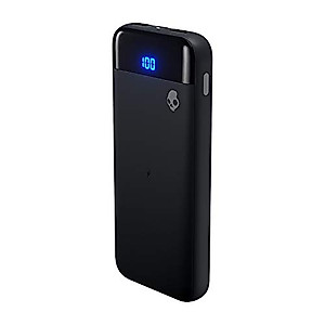 Skullcandy Stash Fuel Wireless Portable Charger, 10000mAh Power Bank with 10W Wireless Charging, 1x USB C and 2x USB A Charging Ports, Bonus USB A to Micro USB / Type C Dual Charging Cable - Black