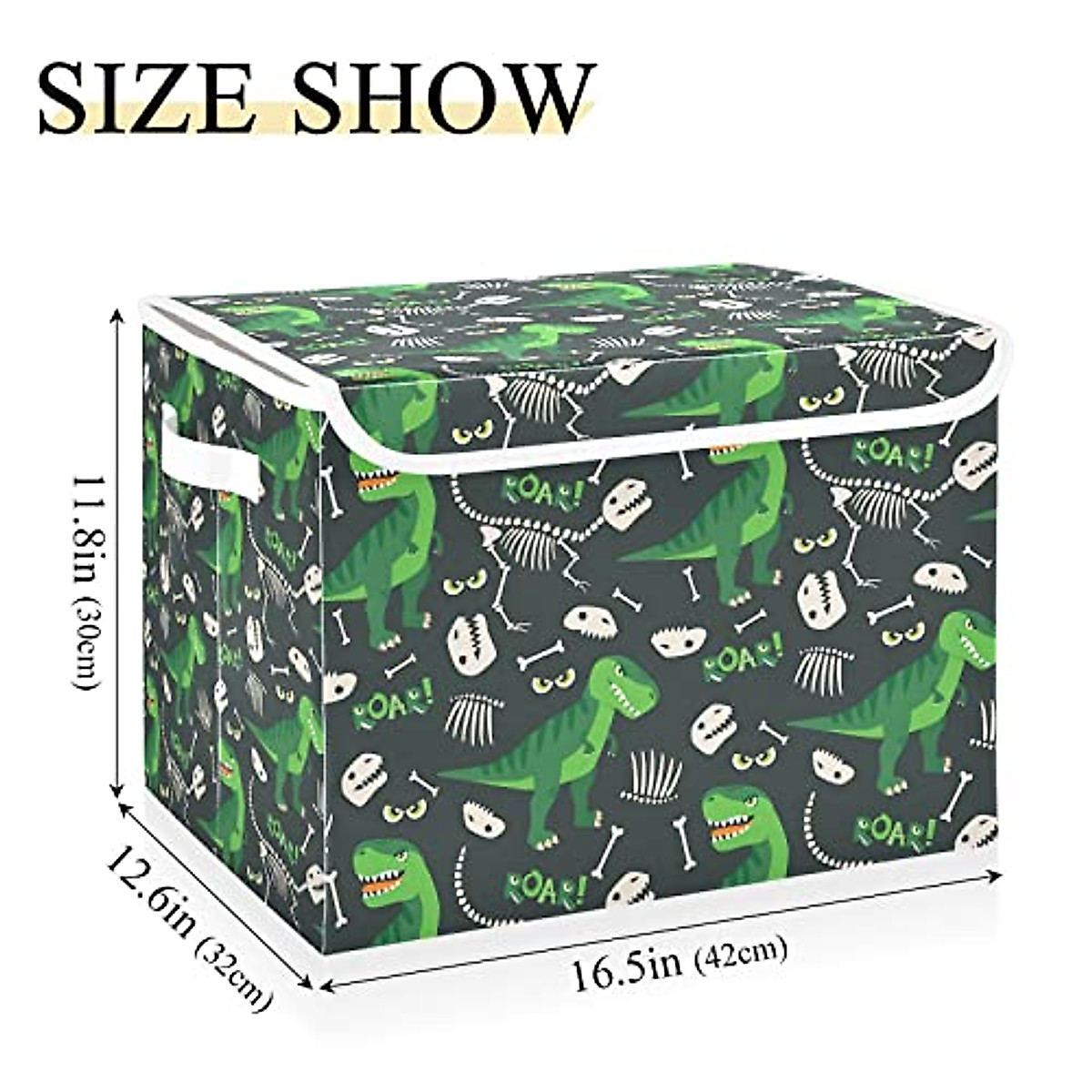 innewgogo Dinosaur Storage Bins with Lids for Organizing Collapsible Storage Boxes with Handles Oxford Cloth Storage Cube Box for Bed Room