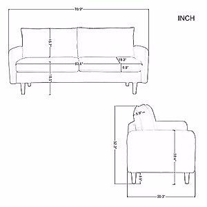 YUNLife&Home Loveseat Sofa,Modern Decor Accent Futon Love Seat Bed for Living Room Bedroom Napping,Tufted Upholstered Small Recliner Couch Furniture,Solid and Easy to Install, Velvet Green 70.9" w