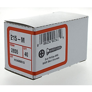 Hillman 2855 6 x 5/8-Inch Oval Head Black Chromate Decorative Sheet Metal Screw, 40-Pack