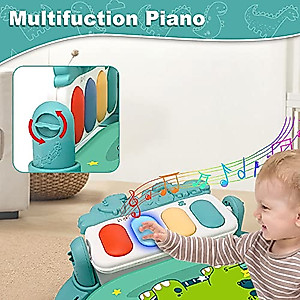 BOMPOW Baby Play Mat Baby Gym, Play Piano Baby Activity Gym Mat with Music and Lights, Piano Gym, Early Development Baby Play Mat Gift for Babies Newborn