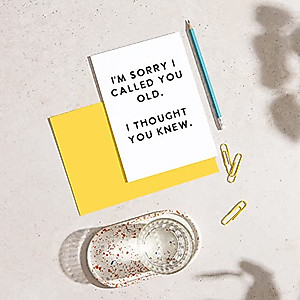Huxters Funny Birthday Card – I’m Sorry I Called You Old Birthday Greeting Cards – Ultra-Thick Eco-Friendly Paper – Hilarious Birthday Cards for Men and Women – Includes Recyclable Envelope – A5…
