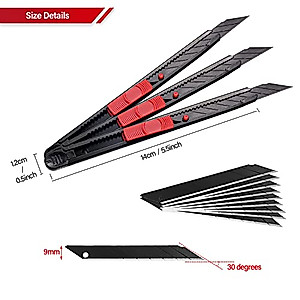 EHDIS 3PCS Retractable Utility Knife Vinyl Craft Box Cutter with 10PCS 9mm Snap Off Blade Film Cutting Knife for Cartons, Cardboard Vinyl Wrap and Boxes, Perfect for Office and Home Use
