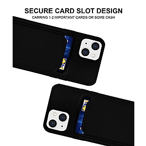 Silicone Card Case Compatible with iPhone 13/iPhone 14 6.1inch, Shock-Absorbing Protective Case with Card Holder, Soft Slim Wallet Case Compatible with iPhone 13/iPhone 14 Pro-Black