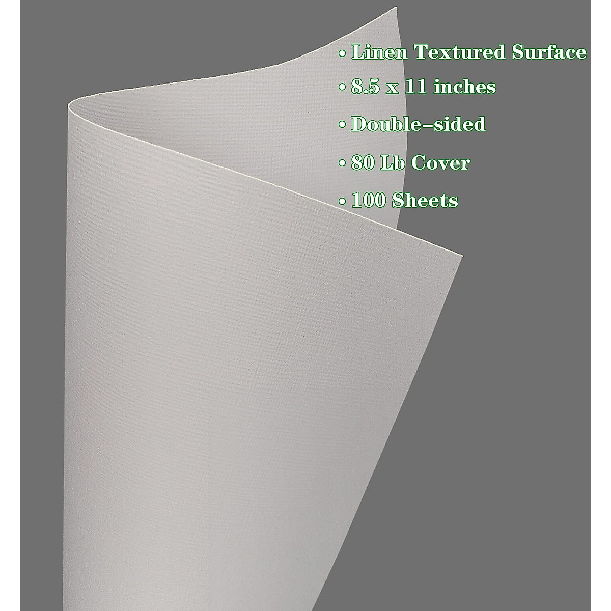 Linen Textured Cardstock White 100 Sheets 80 lb Cover, 8.5 x 11 Inches for Printers, Invitation, Arts and Craft, Scrapbook, DIY Projects