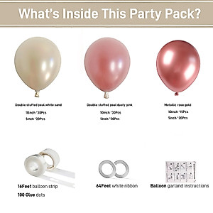 Pearl White Pink Double Stuffed Balloons Garland White Sand Rose Gold Balloon Arch Kit Different Sizes for Baby Shower Birthday Wedding Party Decorations