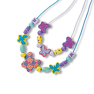 Melissa & Doug Butterfly Necklace Craft Bead Set | Wooden Beads for Friendship Bracelet/Jewellery Making Kit | Arts and Crafts for Kids Age 5 | for Girls or Boys | 4 Year Old Girl Gifts