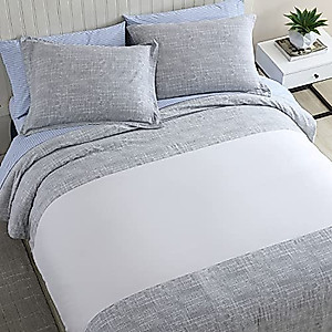 Poppy & Fritz | Stripe Collection| Duvet Cover Set- 100% Cotton Ultra Soft, All Season Bedding, Pre-Washed for Added Softness, Twin, Grey