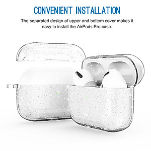Valkit Compatible AirPods Pro Case, Clear Glitter Cute Bling Air Pod Pro Protective Case Cover with Keychain for Girls Women Men Shockproof Skin Case for Apple AirPods Pro Charging Case - Clear