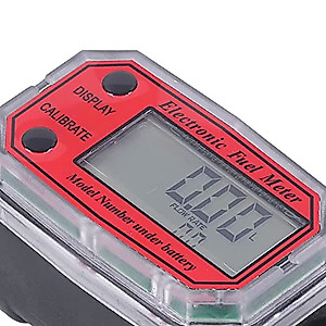 Garosa Electronic Fuel Meter, 1in Electronic Fuel Meter, Digital Display Gear Fuelmeter Liquid Water Meter, Science Lab Flowmeters (Red)