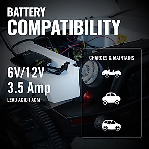 Battery Tender 6V and 12V Battery Charger for Ride On Toys, 3.5 AMP with Compatibility Connectors for Most Children's Toy Vehicles