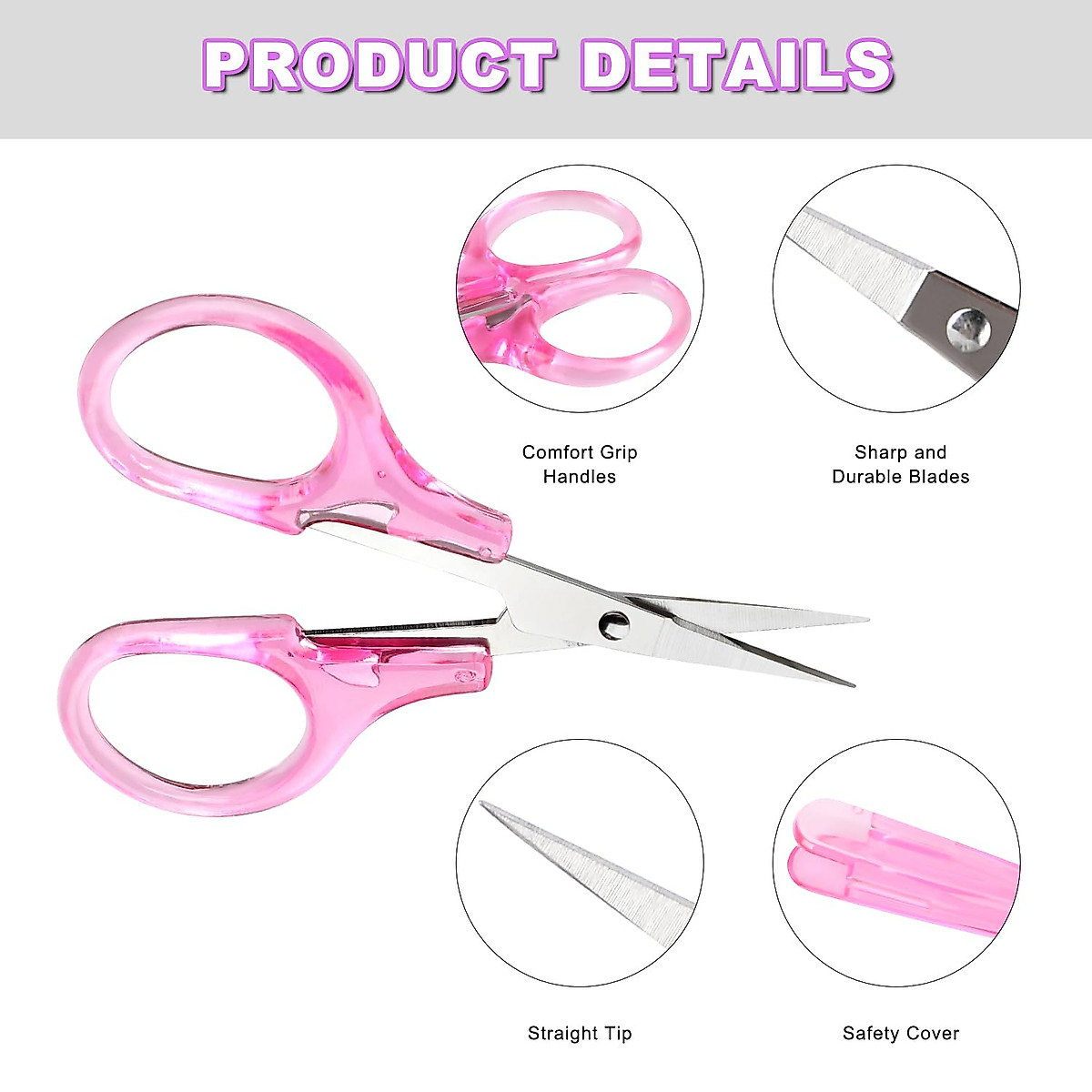 4 Pcs Small Scissors All Purpose, Stainless Steel Small Sewing Scissors Set with Protective Cover, Mini Detail Craft Scissors for Paper Cutting, Sewing, Scrapbooking, DIY Projects