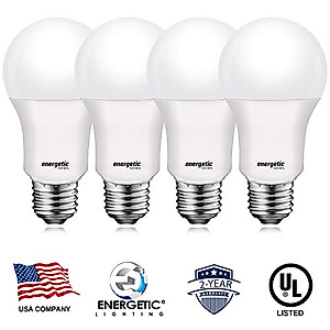 Energetic 75W Equivalent A19 LED Light Bulb, Warm White 3000K, 1200 Lumens, UL Listed, E26 Standard Base, Non-Dimmable LED Light Bulb, 4 Pack