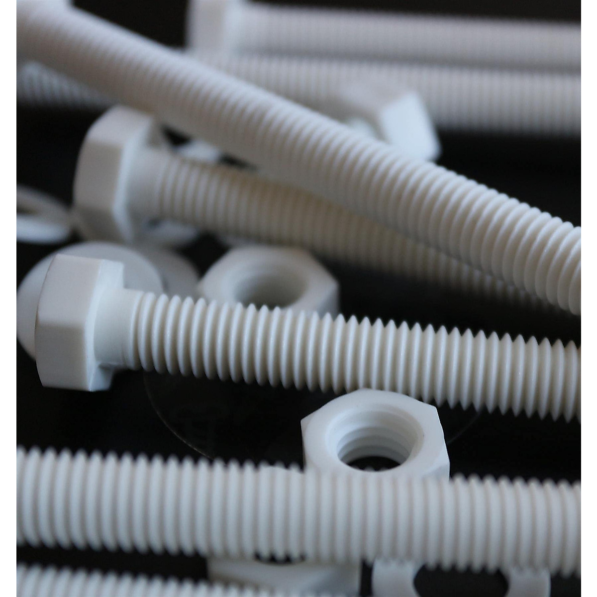 10 x White Hexagon Head Screws Polypropylene (PP) Plastic Nuts and Bolts, Hex Head, Washers, M8 x 100mm, Fastener, Anti-Corrosion, Chemical Resistant, (5/16 x 3 15/16 in)