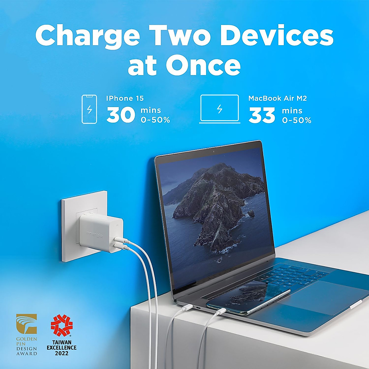 Innergie C6 Duo 63W USB C Charger, 2-Port Foldable Wall Charger Charging Block QC 4.0 PD 3.0 PPS 25W Super Fast Charging for Galaxy iPhone 16 Pro Max iPad Air Mini MacBook Phone Laptop Power Adapter