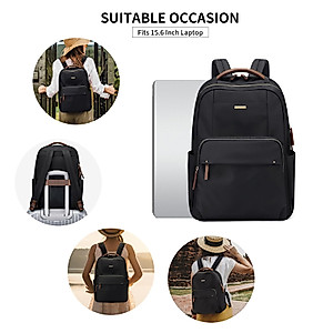 GOLF SUPAGS Laptop Backpack for Women Computer Bag Casual Daypack Fits 15.6 Inch Notebook Work Travel Backpacks (Black)