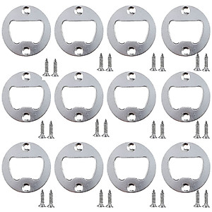 30 Sets Bottle Opener Insert,Inserts DIY Beer Opener, Wall Mount Bottle Openers with Screws (Silver)