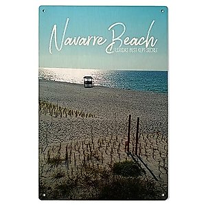 Lantern Press 6x9 Inch Wood Sign, Ready to Hang Wall Decor, Navarre Beach, Florida, Florida's Best Kept Secret, Lifeguard Station