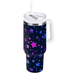 ARGTILDN 40 oz Tumbler Galaxy Starry Sky Insulated Travel Mug with Handle and Straw Lid Stainless Steel Vacuum Coffee Cup Tea Beverage Container Water Bottles for Car Sports office