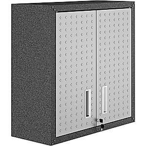 Manhattan Comfort Fortress Floating Storage, Modern Stainless-Steel Garage Cabinet, Small, Grey
