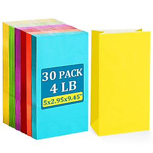 BagDream 30Pcs Paper Party Favor Gift Bags 5x2.95x9.45 Inches Assorted Rainbow Colors Treat Bags for Party, Wedding, Baby Shower, Birthday, Small Gift Bags Snack Bags #4