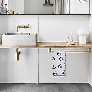 OHSUL Nautical Anchor Pattern Highly Absorbent Beach Towels Kitchen Towels Hand Towels Bath Towels,Anchor Sign Guest Towels Tea Towel for Bathroom Kitchen Hotel Gym Spa Decor,Ocean Lovers Gifts