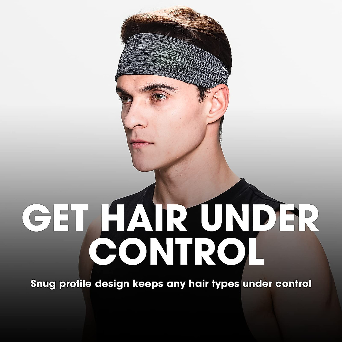 Braylin Men's Headbands, 3-Pack Headbands for Men, Sport Headbands for Running Fitness Yoga Cycling, Sweat Wicking Non Slip