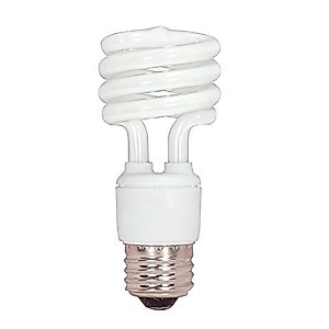 SATCO S7217 13 Watt 120 Volt Mini Spiral Compact Fluorescent Bulb; 2700K; E26 Medium Base (12 CFL Light Bulbs)