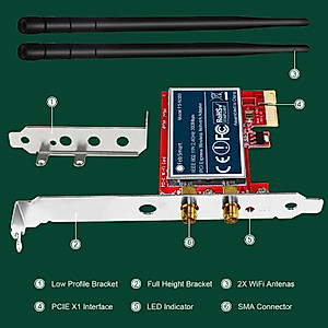 FebSmart Wireless N 2.4GHz 300Mbps PCIE Wireless Network Adapter for Windows 11, 10, 8.1, 8, 7, XP (32/64bit), Windows Server and Linux PCs, PCIE WiFi Card, PCIE WiFi Adapter (FS-N300)