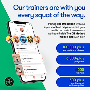 The DB Method DreamBelt Weight Belt Intensifies Workouts, Home or Gym Workout Equipment, Weighted Belt for Hip Thrust, Squat, Strength Training, Helps Minimize Exercise Injury Risk, 10 lbs