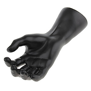 Dovewill Plastic Male Mannequin Right Manikin Arm Hand for Jewelry Bracelet Watch Ring Display Holder Stand Dummy Model Free Standing Black White - Black