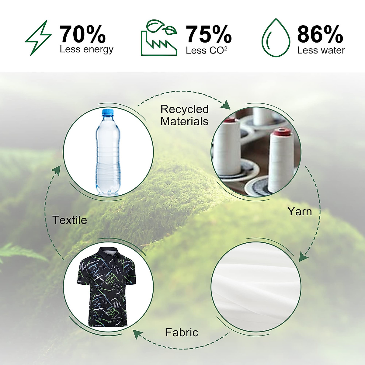 Golf Polo Shirts for Men Regular Fit Stylish Print Black L