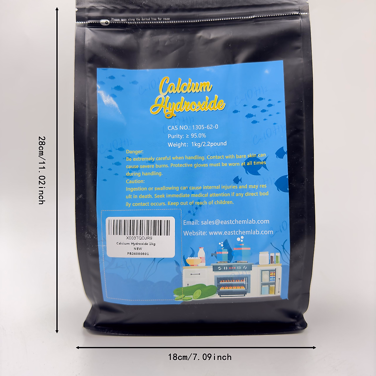 Food Grade Calcium Hydroxide(Slagged Lime) of 95% +Purity(1kg/2.2pound)