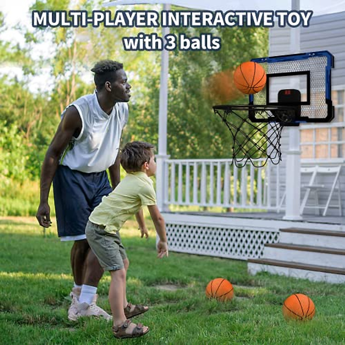 QDRAGON Mini Basketball Hoop, Over The Door for Indoor, with 3 Balls/Inflator/Breakaway Rim, Toy Gifts for Kids and Adults
