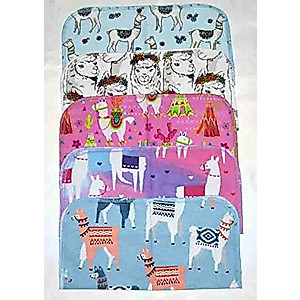 1 Ply 12x12 Inches Set of 5 Flannel Paperless Towels Alpacas and Llamas