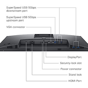 Dell P2422H 24" 16:9 IPS Computer Monitor Screen with Display Port Cable and USB 3.0 Upstream Cable - New Model
