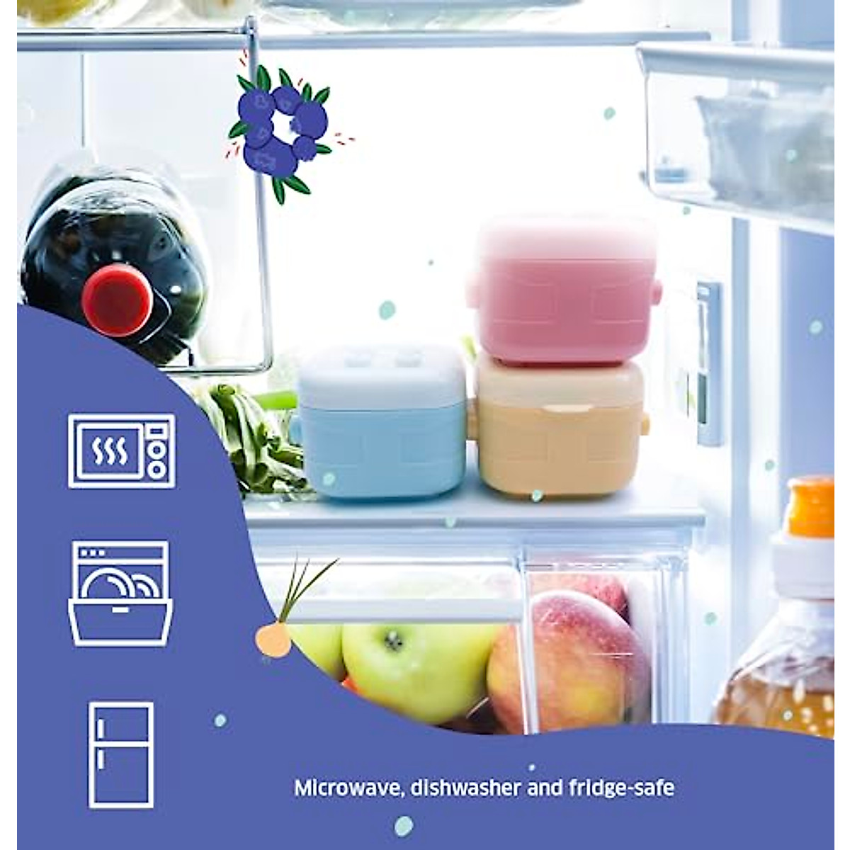 Epik Baby Food container, prefer for daycare, 4 pack leakproof storage container with silicone Lid, 4 Oz, Freezer, Dishwasher and microwave Safe, Unbreakable Food Storage - No Glass