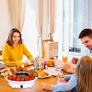 CORJEEJOR Fondue Pot Electric Set For Chocolate and Cheese, Deluxe Fondue Maker with 4 Forks, Removable Serving Tray & Melting/Warming Setting, Perfect for Parties, Gifting, and Date Night