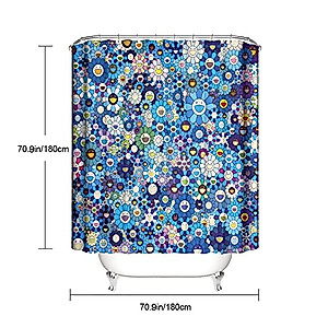 CYUASUAP 4Pcs Takashi-murakami Shower Curtain Sets, with Non-Slip Rugs, Toilet Lid Cover and Bath Mat,Durable Watertight 70x 70 in
