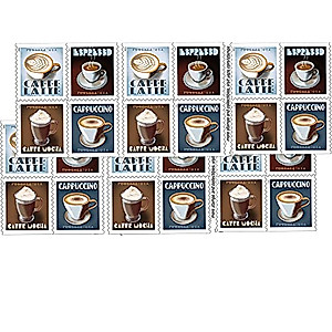 USPS Espresso Drinks First Class Forever Postage Stamps 2 Books of 20 Coffee Caffe Latte Cappuccino Birthday Anniversary Wedding Celebrate (40 Stamps)