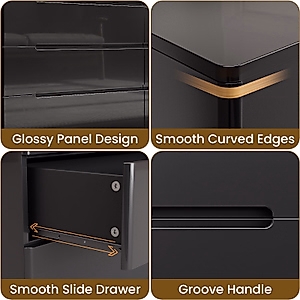 ZORPLIX Black Dresser for Bedroom, 10 Drawer Dresser, High Gloss Modern Dresser, 55" Long Dresser TV Stand, Large Double Dresser Chest of Drawers for Bedroom