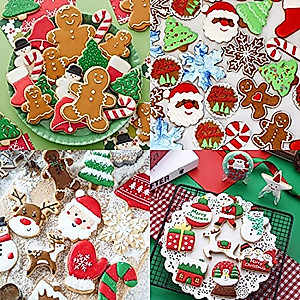 Crethinkaty Christmas Cookie Cutter Set for Baking,Stainless Steel Biscuit Cutters with Comfort Grip,6 Pieces Fondant Cutters-Gingerbread Man,Snowflake,Snowman,Christmas Tree,Reindeer,Lantern