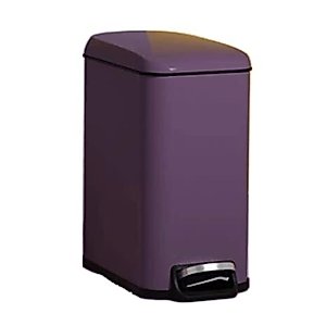 INKTUS Kitchen Garbage Can Stainless Steel Garbage Can for Bedroom Foot-Operated Purple Trash Can with Lid Paper Basket Office Trash Can (Color : Purple, Size : 14.5 * 23 * 28.5cm)